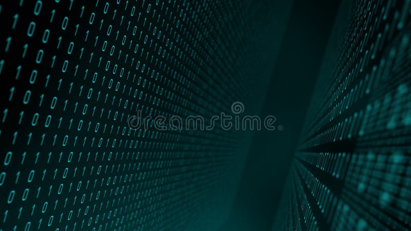 3D Rendering of Abstract Technology Background. Computer Circuit Dots and Blur Binary Data Stock ...