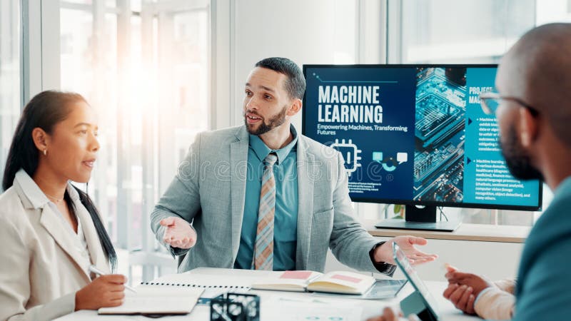 Machine Learning, Business People and Ai with Teamwork, Talking and ...