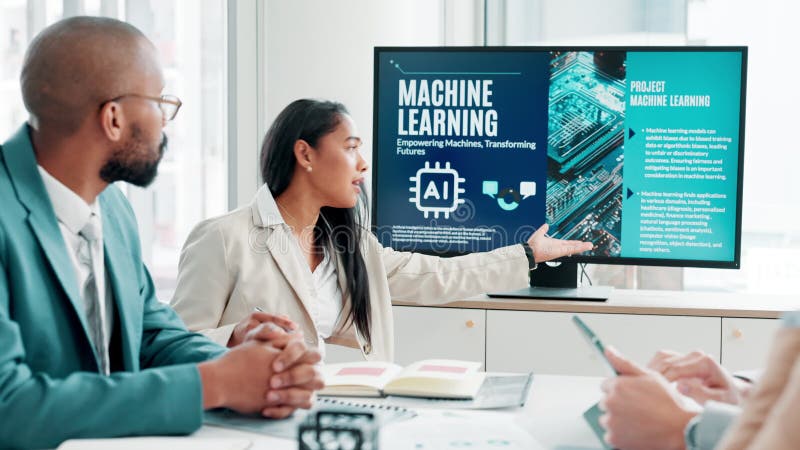 Machine Learning, Business People and Team Presentation in Meeting for ...