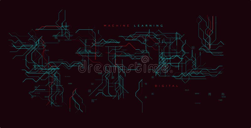 Machine Learning Circuit Network Background. Futuristic Neural Tech ...