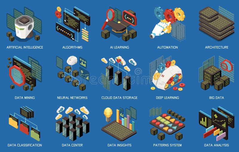 Machine Learning Compositions Set Stock Vector - Illustration of ...