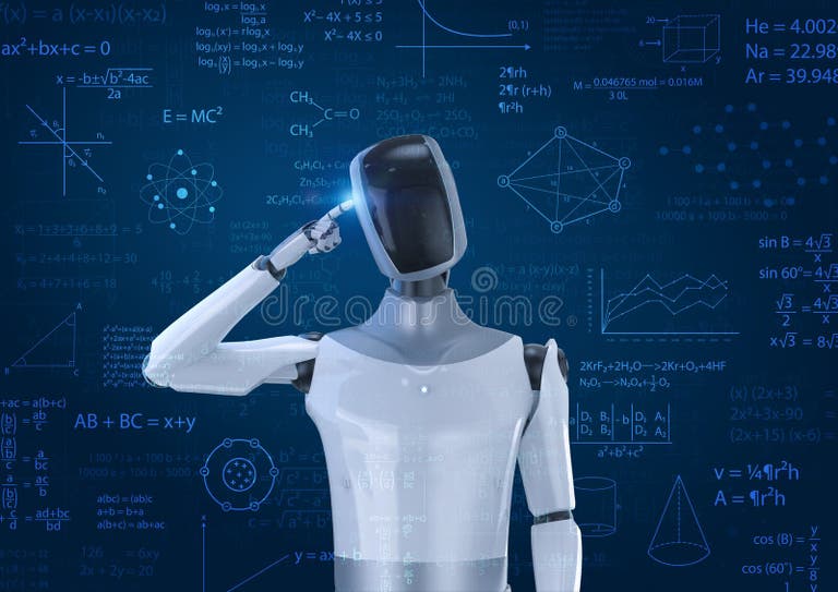 Machine Learning Concept with Ai Robot on Education Hud Interface Stock ...