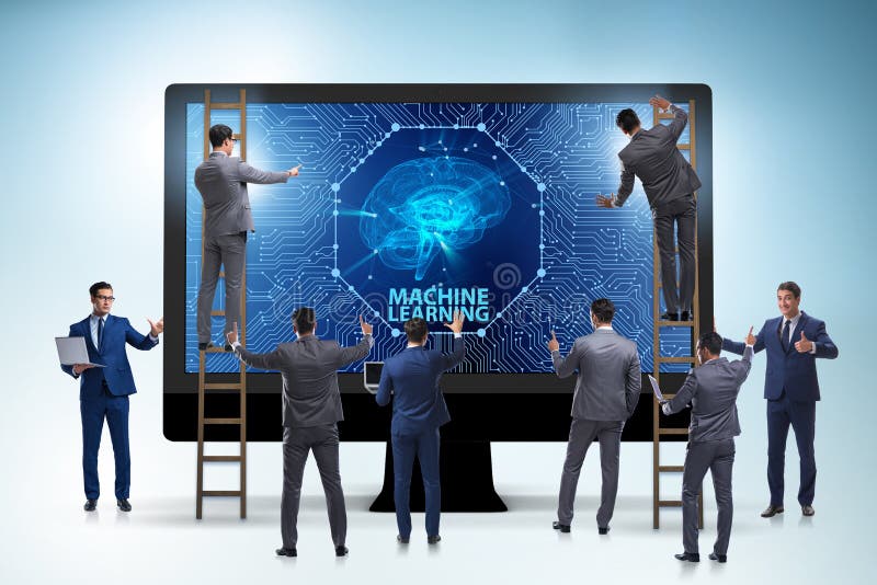 The Machine Learning Concept As Modern Technology Stock Illustration ...