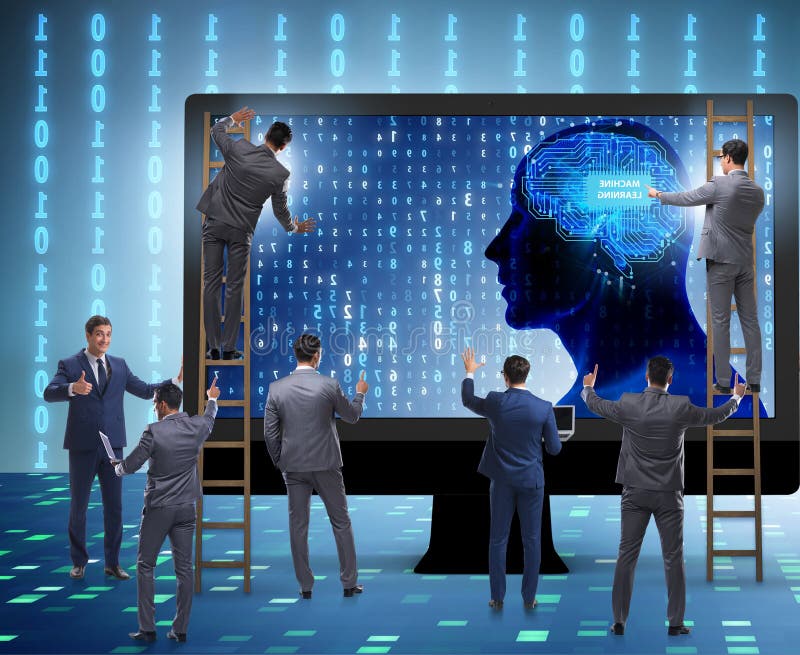 The Machine Learning Concept As Modern Technology Stock Illustration ...