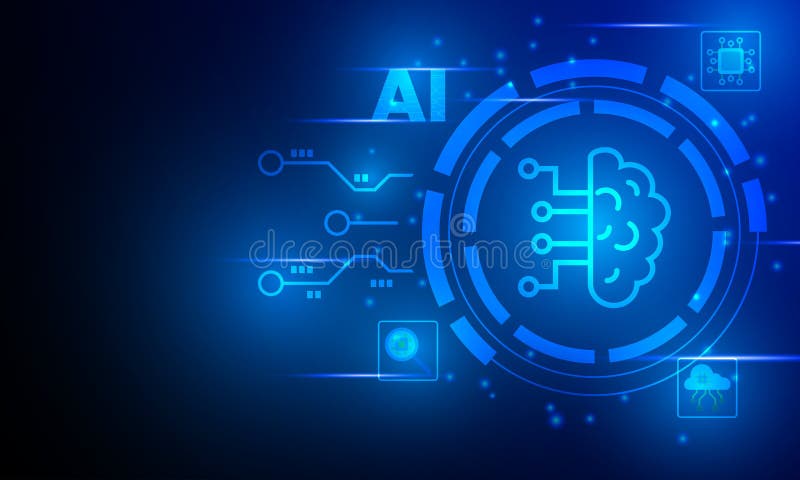 Machine Learning Concept. Brain Icon on Circuit Board Stock Vector ...