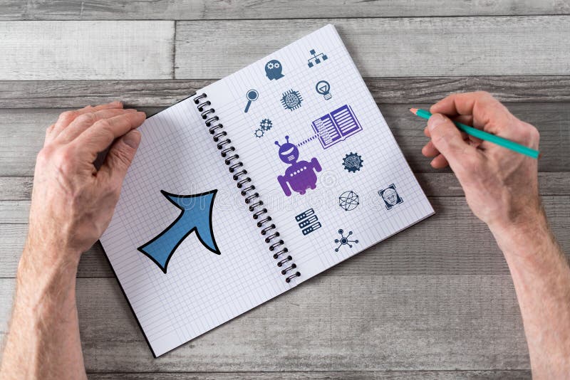 Machine Learning Concept on a Notepad Stock Photo - Image of computer ...