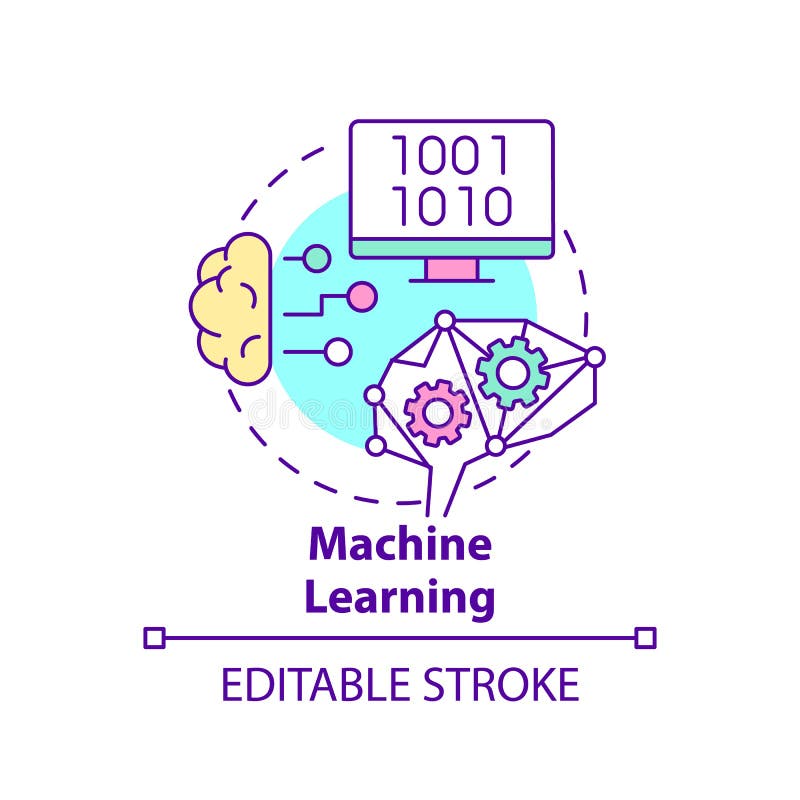 Machine Learning Concept Icon Stock Vector - Illustration of computer ...