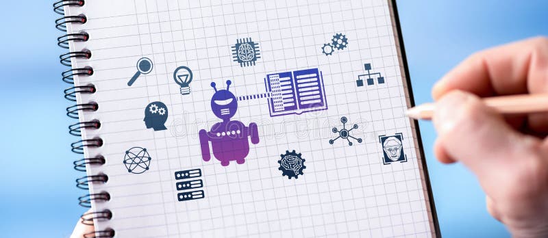 Machine Learning Concept on a Notepad Stock Image - Image of deep ...