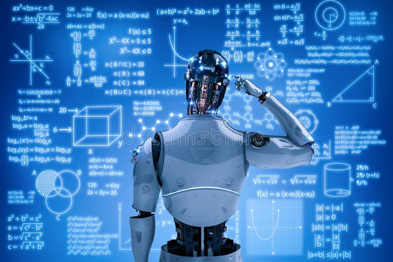 Machine learning concept stock illustration. Illustration of cyborg ...