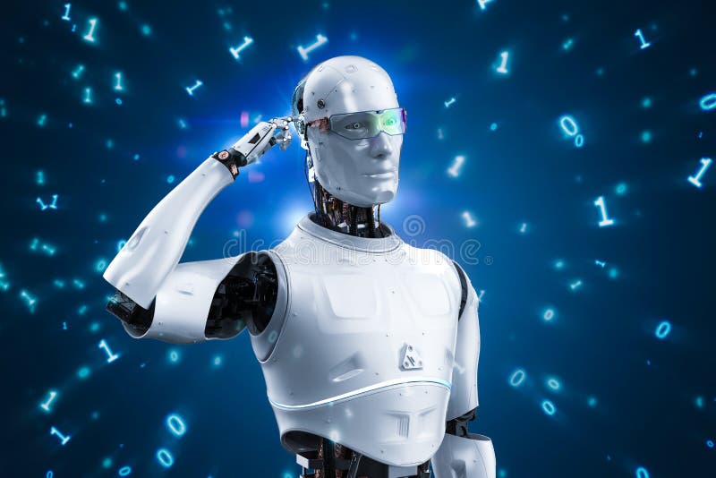 Machine learning concept stock illustration. Illustration of cyborg ...