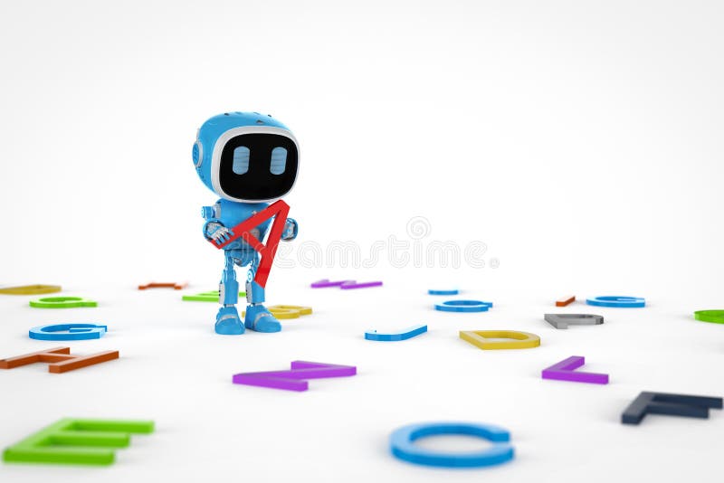 Machine Learning Concept with Small Robot and Alphabets Stock ... Machine Learning Concept with Small Robot and Alphabets Stock ...
