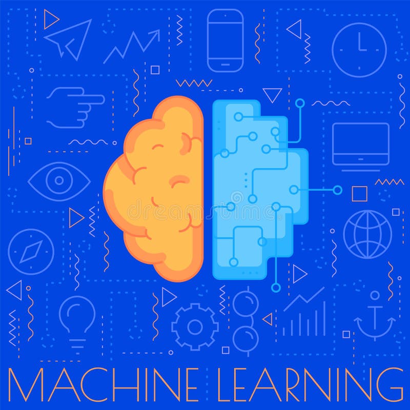 Machine Learning Concept. Trendy Linear Vector Illustration Stock ...