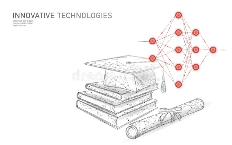 Machine Learning 3D Low Poly Technology Business Concept. Neural ...