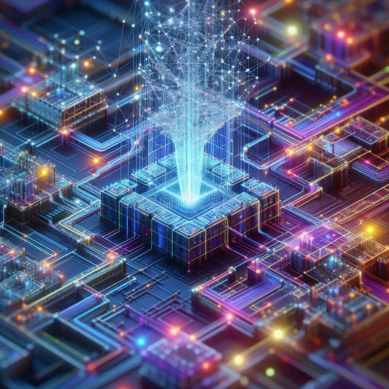 Machine Learning Data Flow. Blockchain Grids Stock Illustration ...