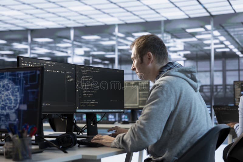 Machine Learning Expert in Server Hub Using AI Tech Stock Photo - Image ...