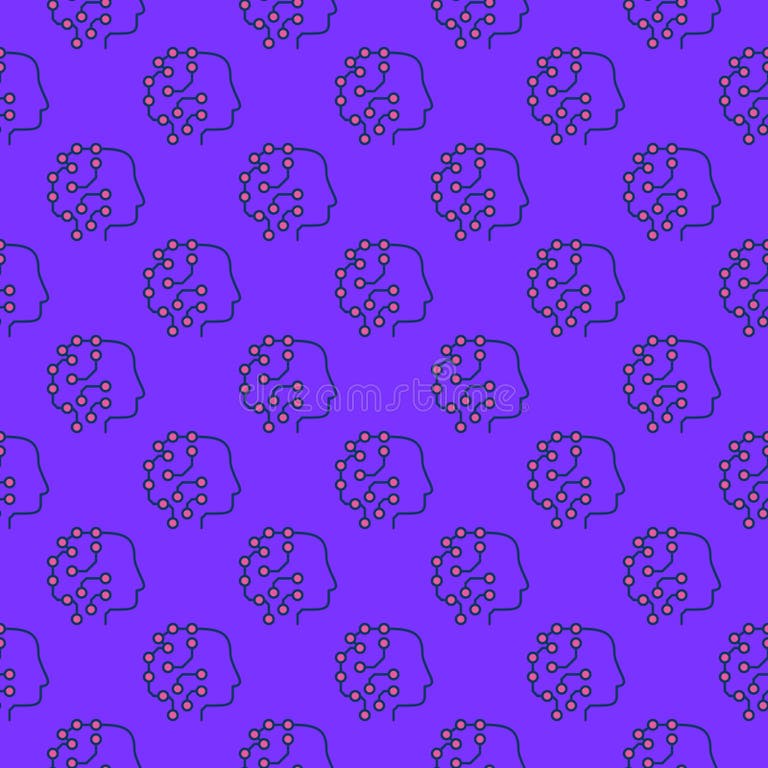 Machine Learning Head Vector ML Robot Colored Seamless Pattern Stock ...