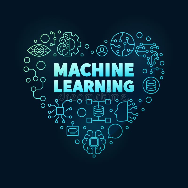 Machine Learning Heart Shaped Colored Banner - ML Technology Concept ...