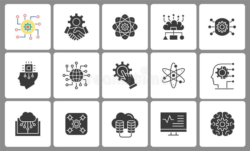 Machine Learning Line Icons Set. Black Vector Illustration. Editable ...