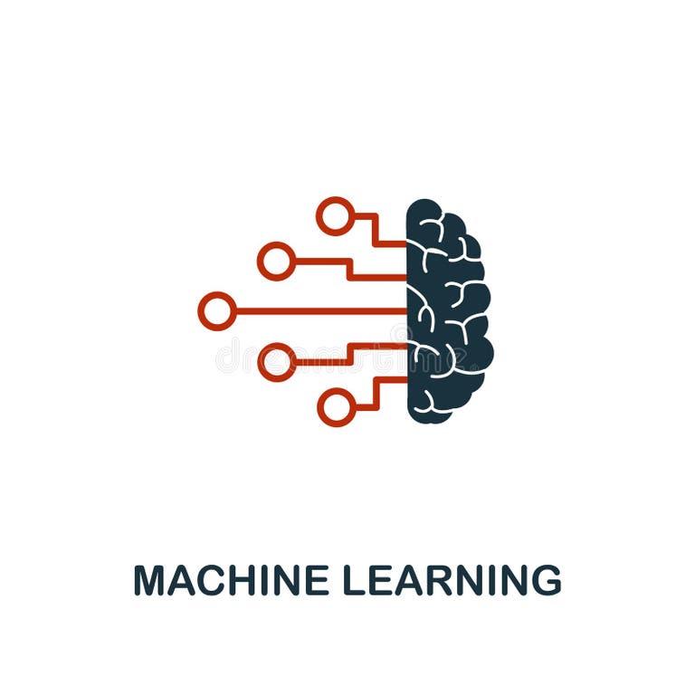 Machine Learning Icon in Two Color Design. Red and Black Style Elements ...