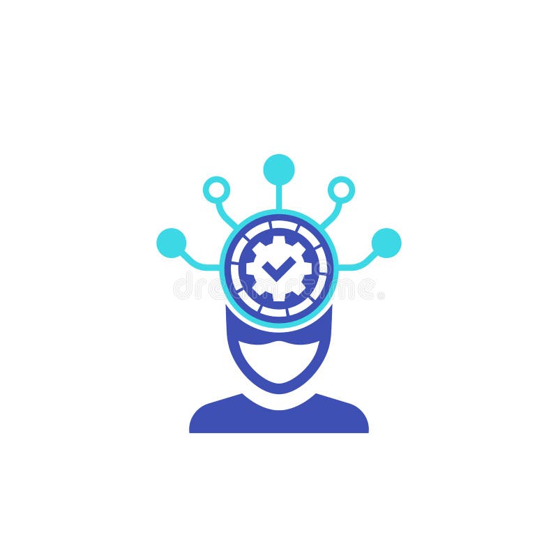 Machine Learning Icon on White Stock Vector - Illustration of human ...