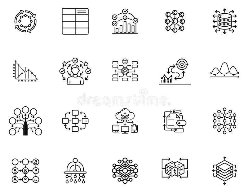 20 Machine Learning Icons Set. Stock Illustration - Illustration of ...