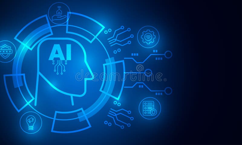 Machine Learning Illustration Concept. Robot with Circuit Board and ...