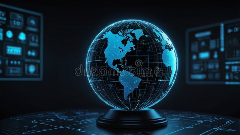 A Sci-fi AI-powered Cyber Sphere with Advanced Technology and Glowing ...