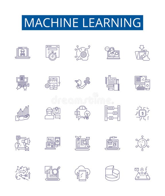Machine Learning Line Icons Signs Set. Design Collection of Machine ...