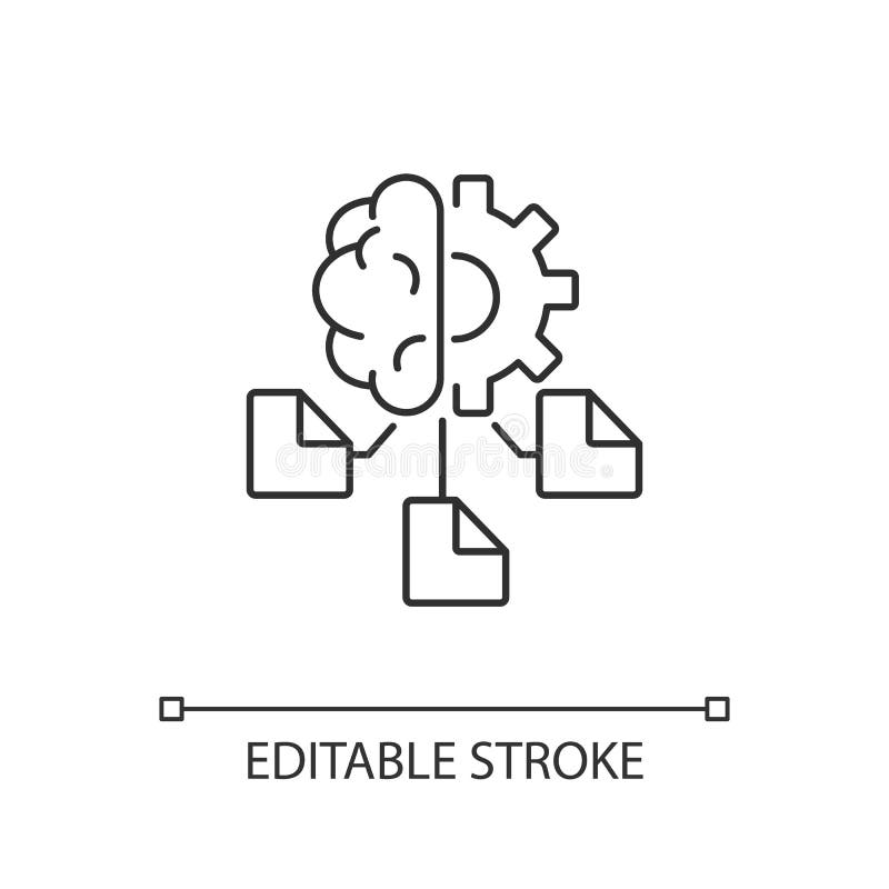 Machine Learning Linear Icon Stock Vector - Illustration of education ...