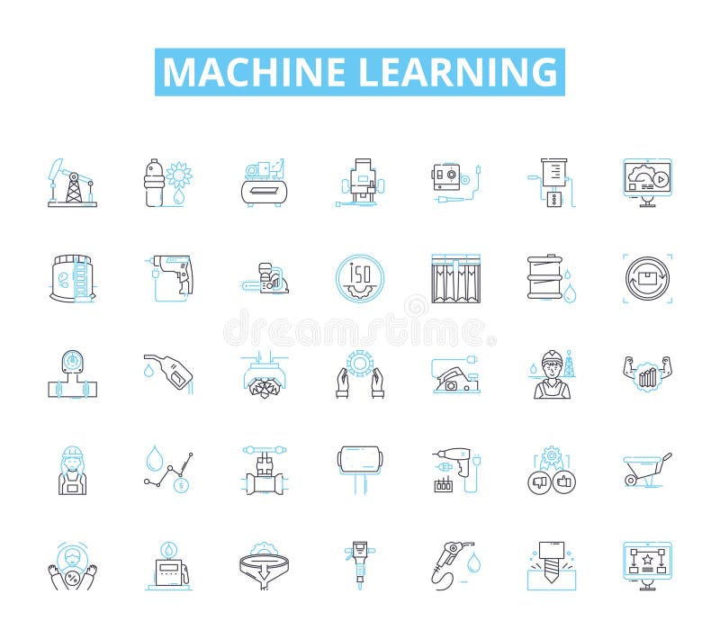 Machine Learning Linear Icons Set Algorithms Neural Nerks Prediction Deep Learning