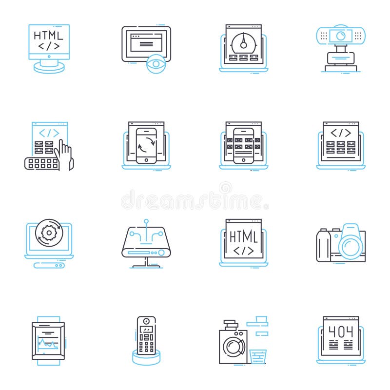 Machine Learning Linear Icons Set Neural Nerks Algorithms Artificial