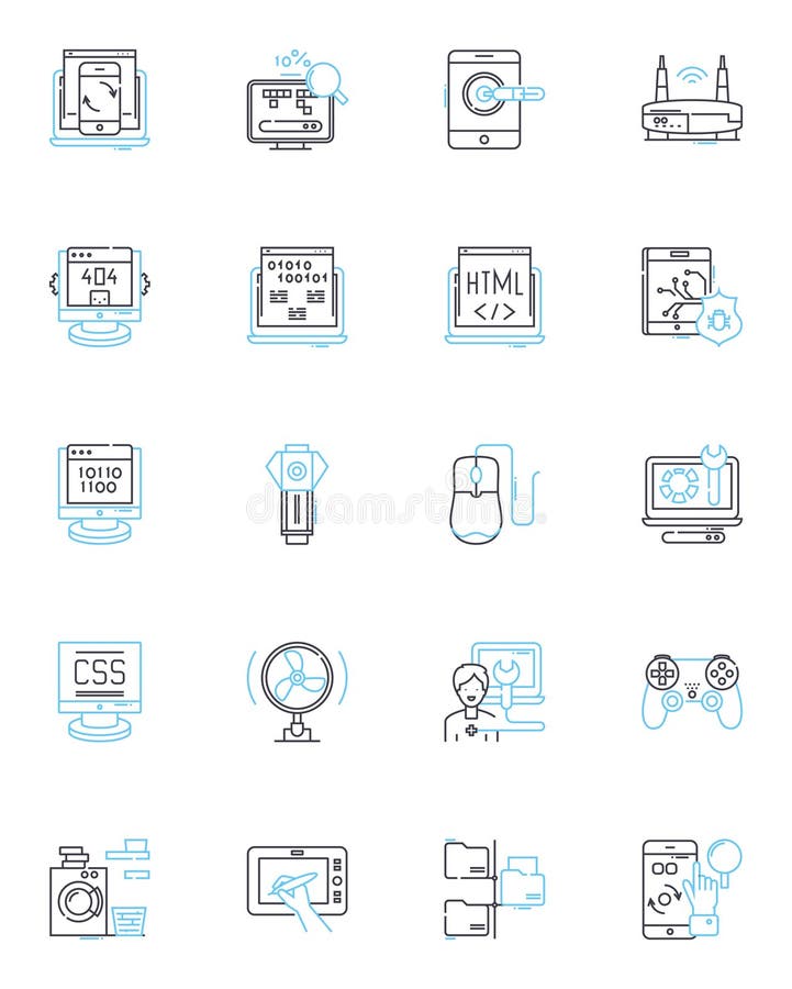 Machine Learning Linear Icons Set Neural Nerks Algorithms Artificial