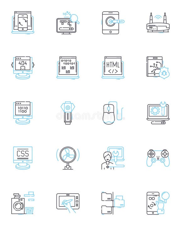 Machine Learning Linear Icons Set. Neural Nerks, Algorithms, Artificial ...