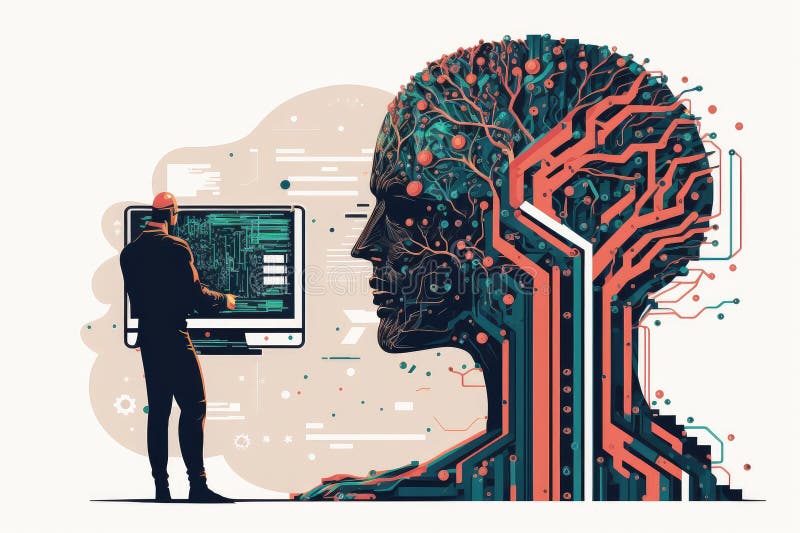 Machine Learning Model, with View of Complex System Shown in the Background Stock Illustration ...