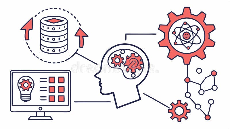 Machine Learning Network, Artificial Intelligence and Data Processing Vector Design Generative ...