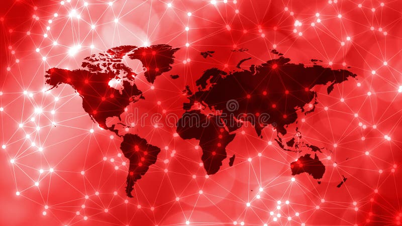 Machine Learning Network Bots, World Map and Connected Lines with ...