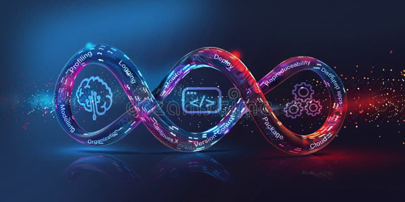 Mlops And Devops Data Develope Operation Stock Illustration Illustration Of Computer Process