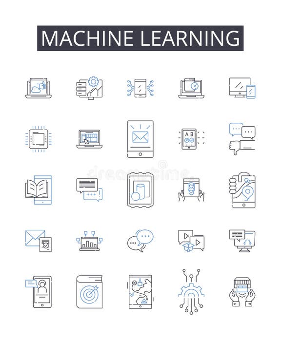 Machine Learning Line Icons Collection. Artificial Intelligence ...