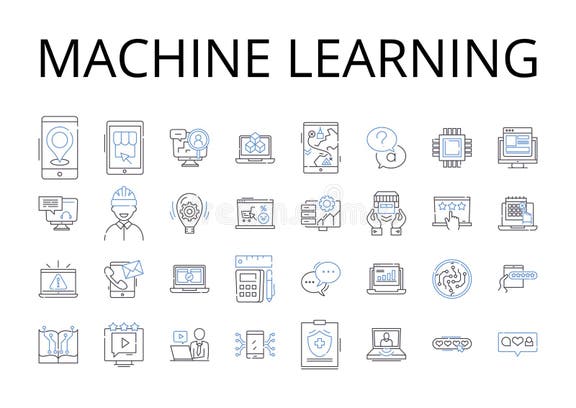 Machine Learning Line Icons Collection. Artificial Intelligence ...