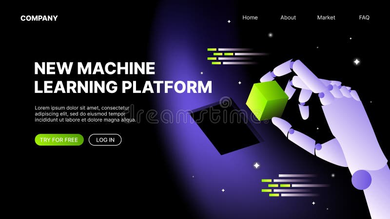 Machine Learning Platform Landing Page Template Stock Vector - Illustration of programming ...