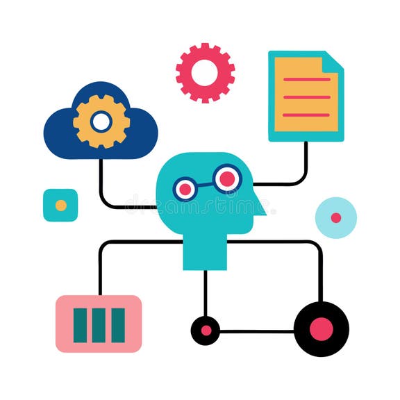 Machine Learning Process Concept Illustration Stock Illustration - Illustration of logo, vector ...