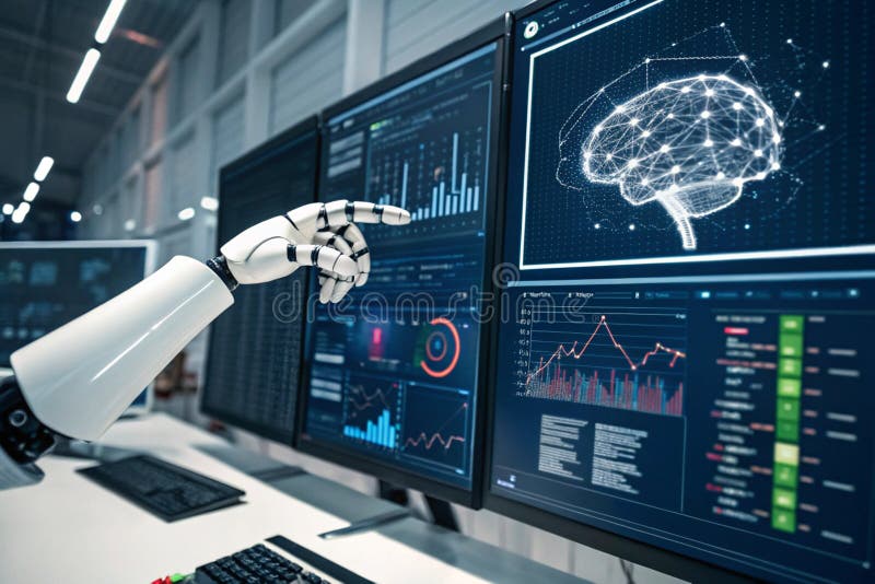 Machine Learning: Robotic Touch on Data, Brain, and Deep Learning Stock ...