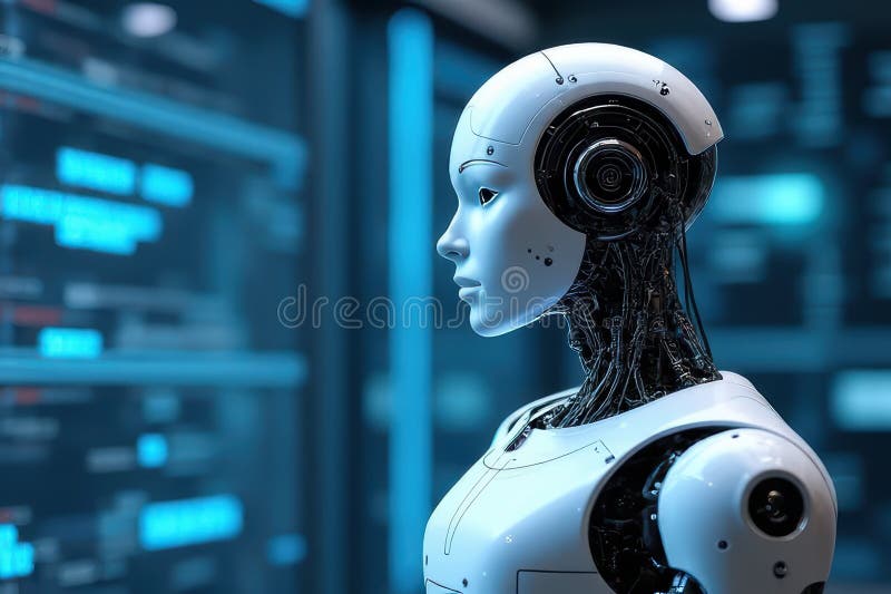 Machine Learning Robotics in Data Processing Stock Illustration - Illustration of intricate ...