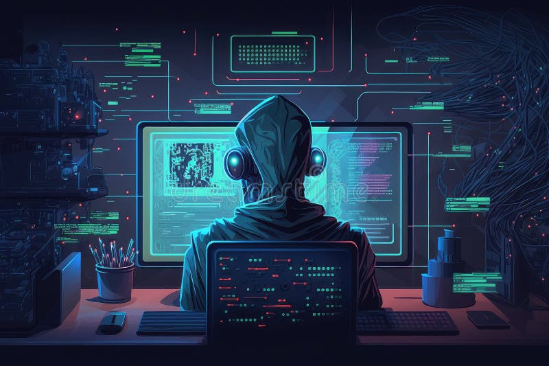 Machine Learning System Detecting And Preventing Cyberattacks On Network Stock Illustration