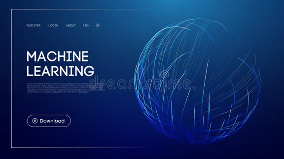 Machine Learning Technology with Abstract Glowing Sphere, Futuristic ...