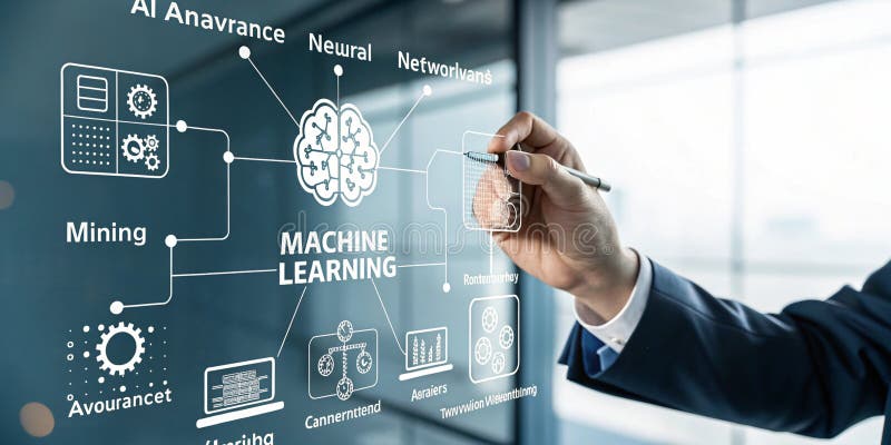 Machine Learning Technology Diagram with Artificial Intelligence AI ...