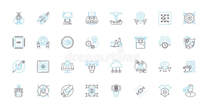 Machine Learning Technology Linear Icons Set. Algorithms, Predictions ...