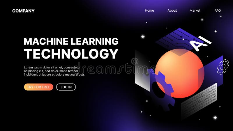 Machine Learning Technology Website Template Stock Vector ...