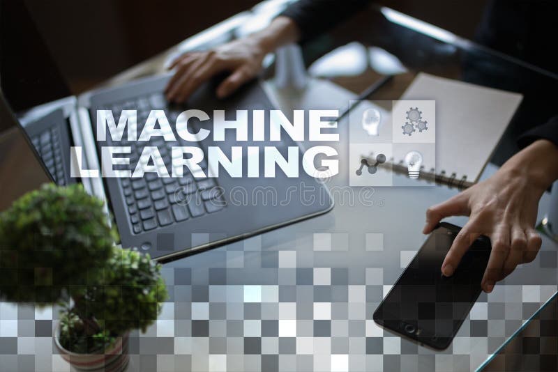 Machine Learning. Text and Icons on Virtual Screen. Business, Internet ...