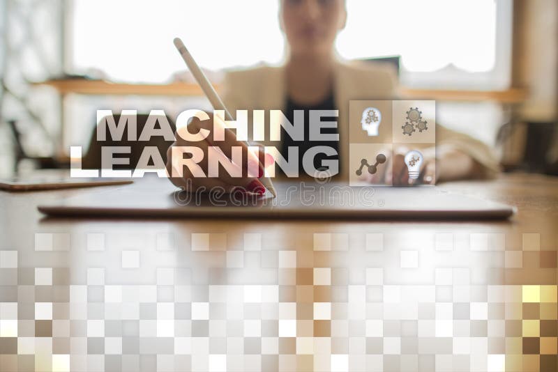 Machine Learning. Text and Icons on Virtual Screen. Business, Internet ...